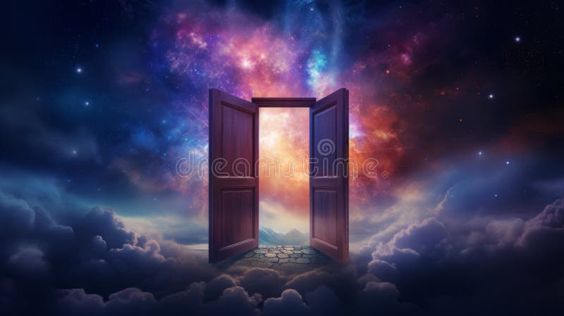 An Open Door To Another World in the Sky Stock Image - Image of ...