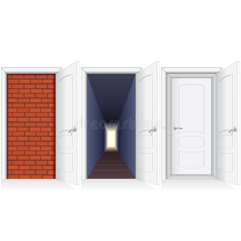 Open Door To Brickwall, Hallway and Second Door Stock Vector ...