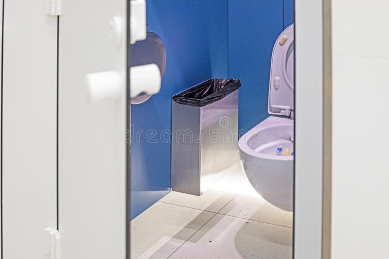 Open Door To a Free Toilet in Interior Stock Image - Image of light ...