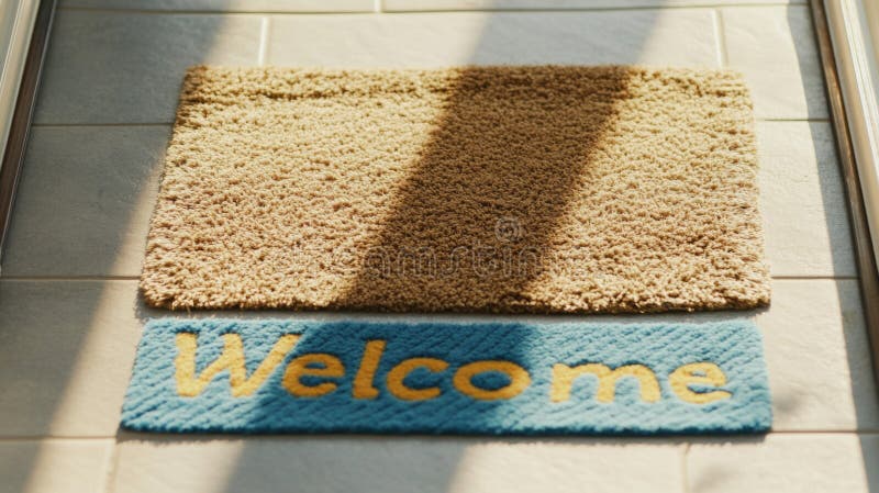 Open Door with Welcome Mat on Tiled Entranceway, Concept of Inviting ...