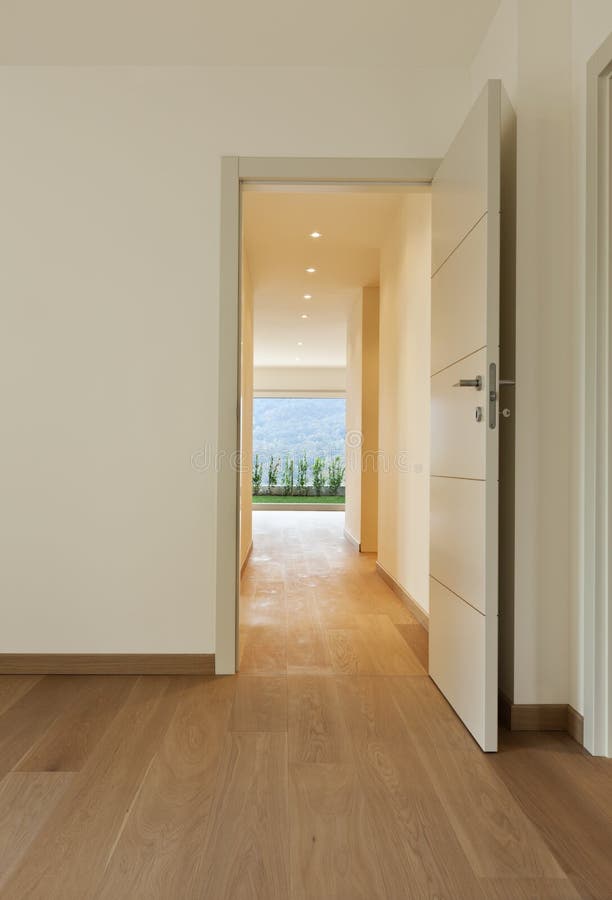 Corridor, open doors stock image. Image of space, floor - 22372683