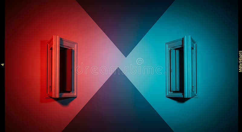 Open Doors with Contrasting Light Casting Dramatic Shadows Stock ...