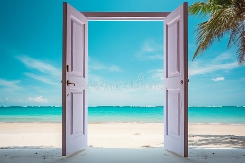 Open Doors Show the Way To New World Stock Illustration - Illustration ...