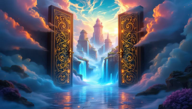 Open Doors To Enter into Beautiful, Ideal World, Surreal Fantasy ...