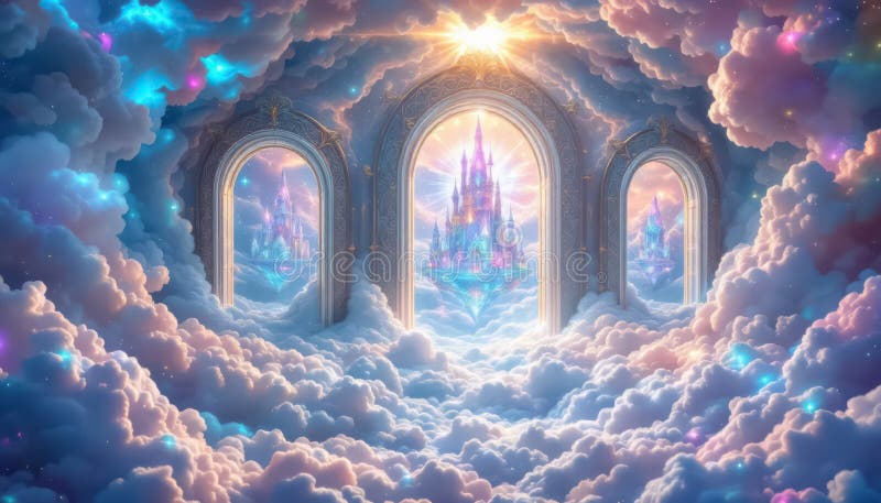 Open Doors To Enter into Beautiful, Ideal World, Surreal Fantasy ...