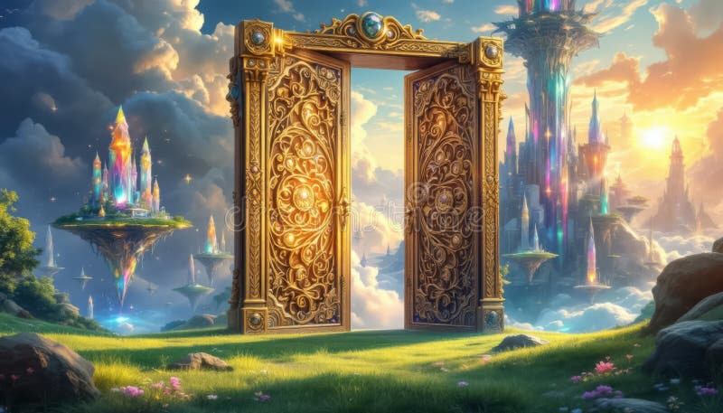 Open Doors To Enter into Beautiful, Ideal World, Surreal Fantasy ...