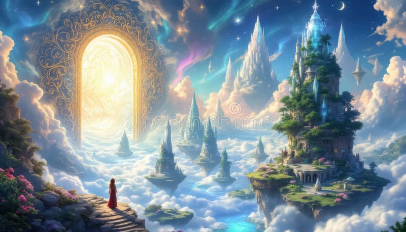 Open Doors To Enter into Beautiful, Ideal World, Surreal Fantasy ...