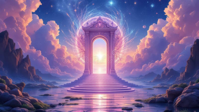 Open Doors To Enter into Beautiful, Ideal World, Surreal Fantasy ...