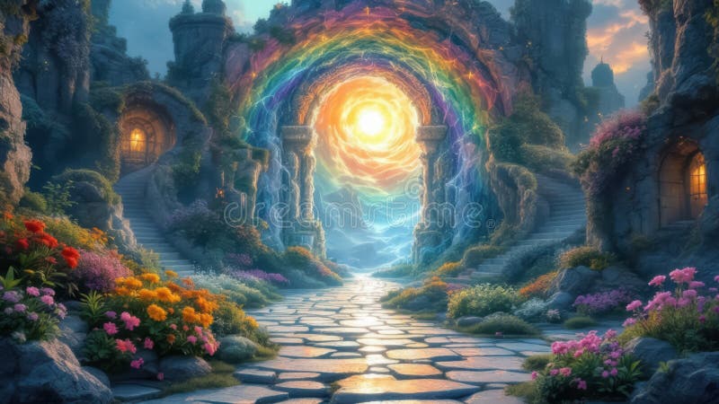 Open Doors To Enter into Beautiful, Ideal World, Surreal Fantasy ...