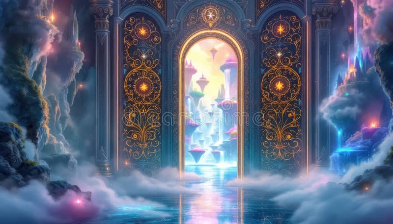 Open Doors To Enter into Beautiful, Ideal World, Surreal Fantasy ...