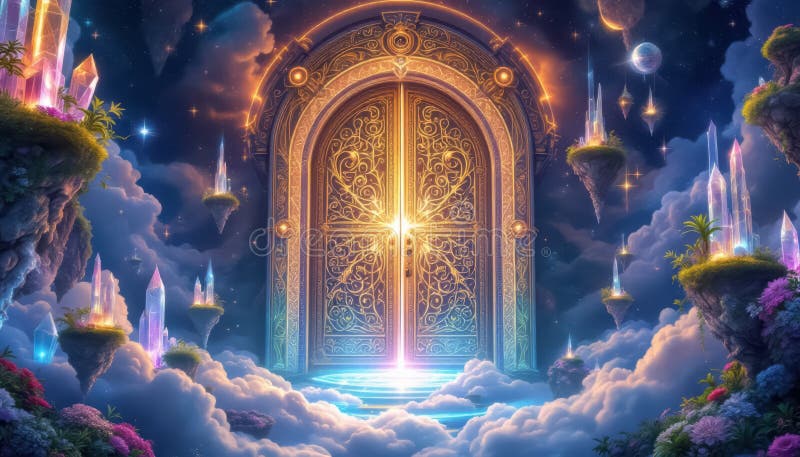 Open Doors To Enter into Beautiful, Ideal World, Surreal Fantasy ...