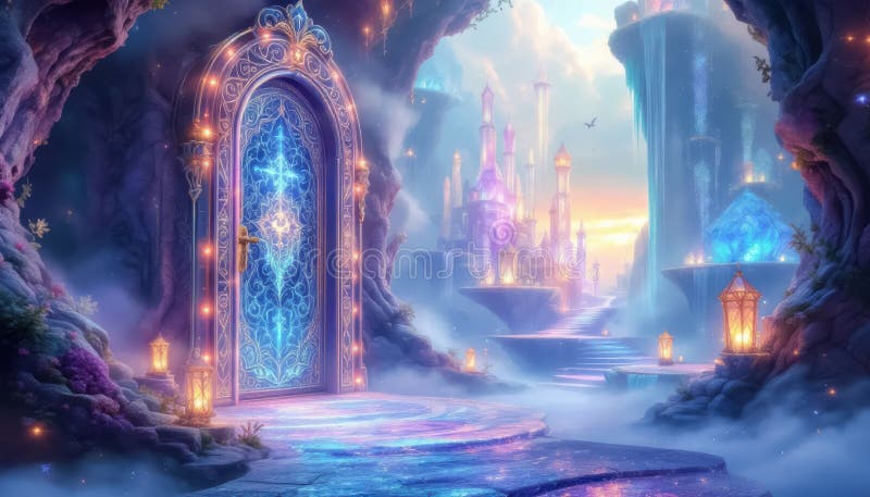 Open Doors To Enter into Beautiful, Ideal World, Surreal Fantasy ...