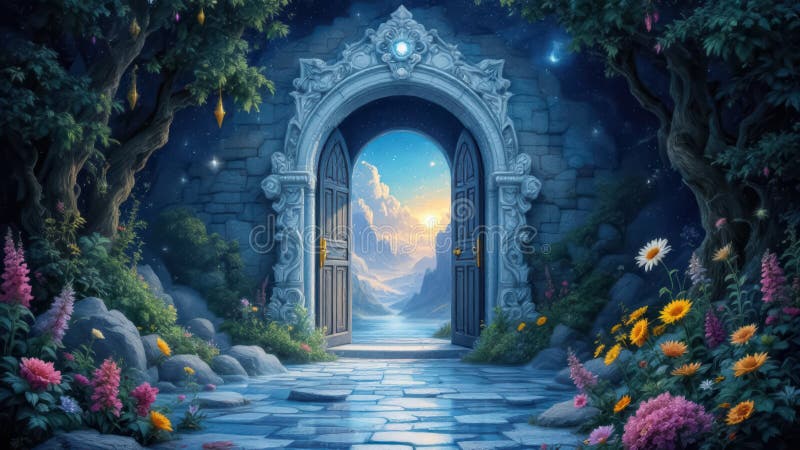 Open Doors To Enter into Beautiful, Ideal World, Surreal Fantasy ...