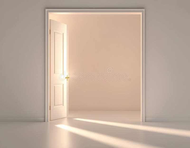 Open Doorway with Light Streams into Room Interior Concept Stock Image ...