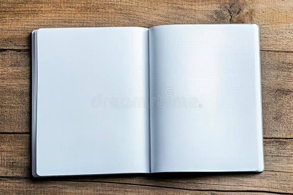 Open Dotted Notebook on Wooden Table. Dot Grid Paper Notebook, Diary ...