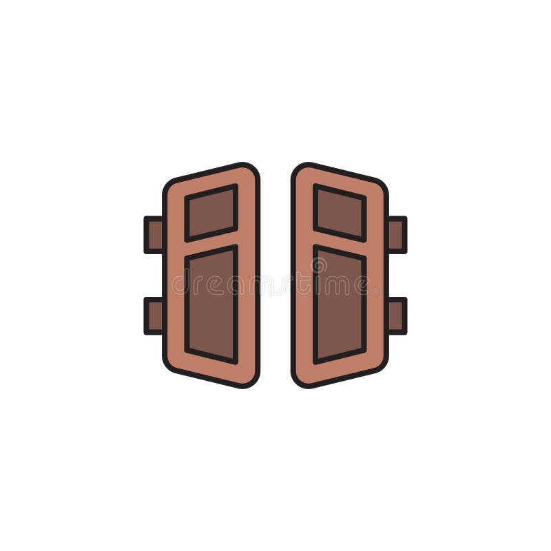Open Double Door Outline Icon Linear Style Sign for Mobile Concept and ...