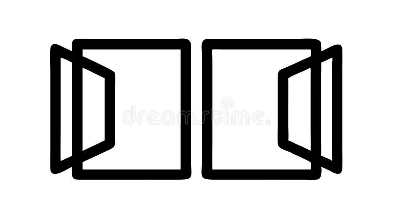 Open Double Doors Icon Outline Vector, Entry Exit Symbol Design, Vector ...