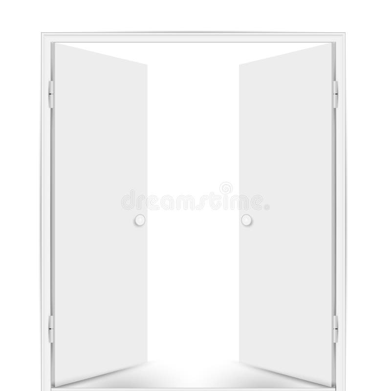 Open Double Doors Isolated on White Background Stock Vector ...