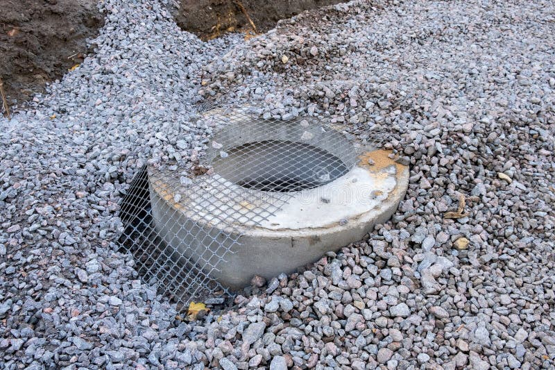 Open Drainage Hole Covered with Mesh Stock Image - Image of sewer ...