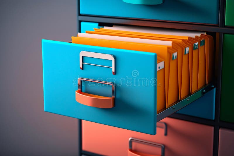 Open Drawer in File Cabinet. Generative AI. Stock Illustration ...