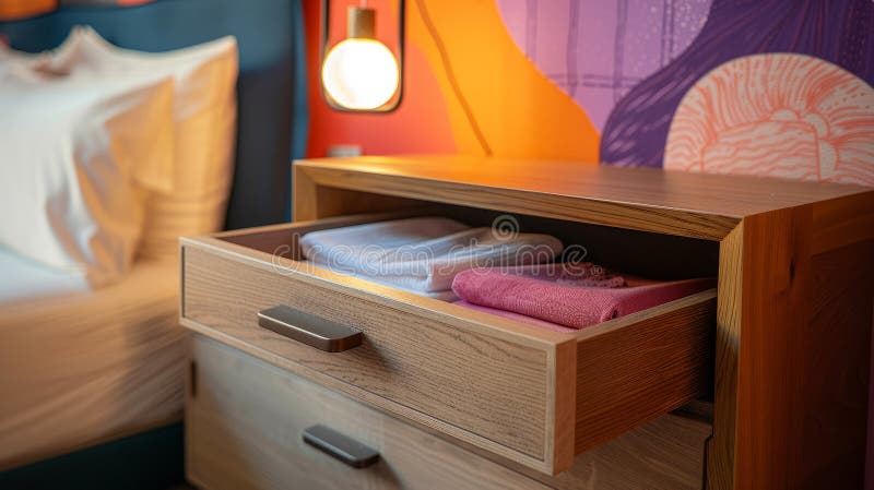 Open Drawer with Folded Clothes in a Bedroom Setting. Stock Image ...