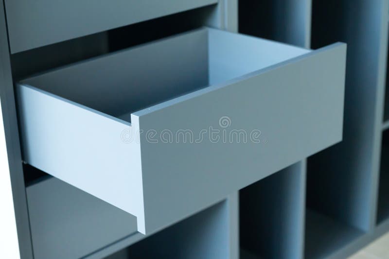 Open Drawer in Modular Shelving Unit Stock Photo - Image of storage ...