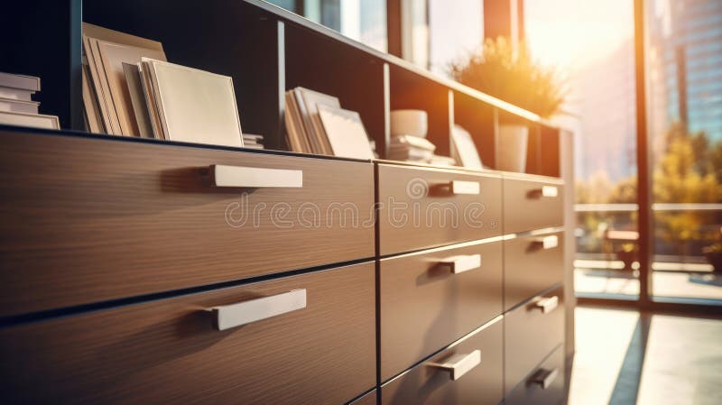 Open Drawers Revealing Neatly Organized Office File Folders and Pages ...