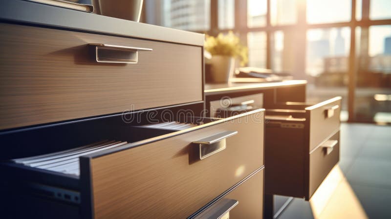 Open Drawers Revealing Neatly Organized Office File Folders and Pages ... Open Drawers Revealing Neatly Organized Office File Folders and Pages ...