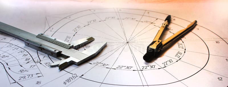 Open Drawings with a Pencil. Engineering and Design Stock Photo - Image ...