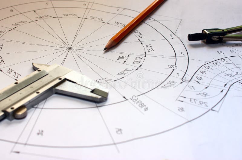Open Drawings with a Pencil. Engineering and Design Stock Photo - Image ...