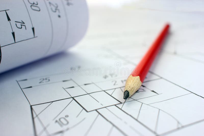 Open Drawings with a Pencil. Engineering and Design Stock Photo - Image ... Open Drawings with a Pencil. Engineering and Design Stock Photo - Image ...