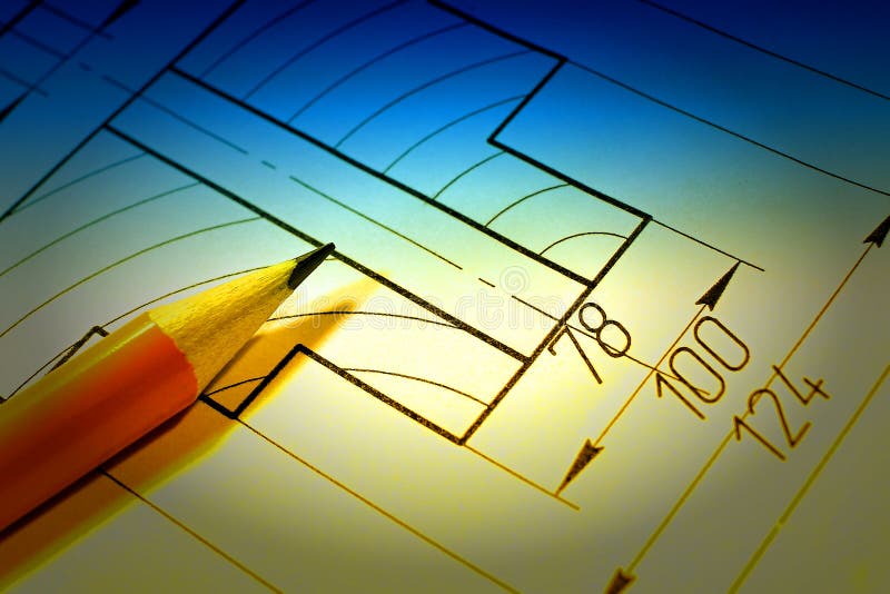 Open Drawings with a Pencil. Engineering and Design Stock Photo - Image ...