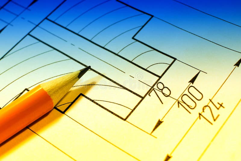 Open Drawings with a Pencil. Engineering and Design Stock Photo - Image ...