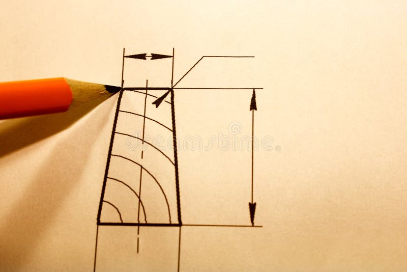 Open Drawings with a Pencil. Engineering and Design Stock Photo - Image ...