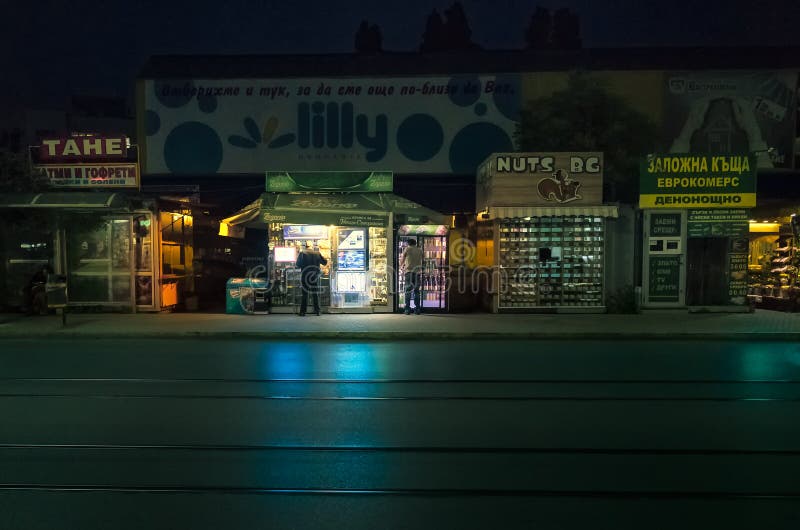 Open Drinks and Food Stalls at Night Editorial Stock Image - Image of ...