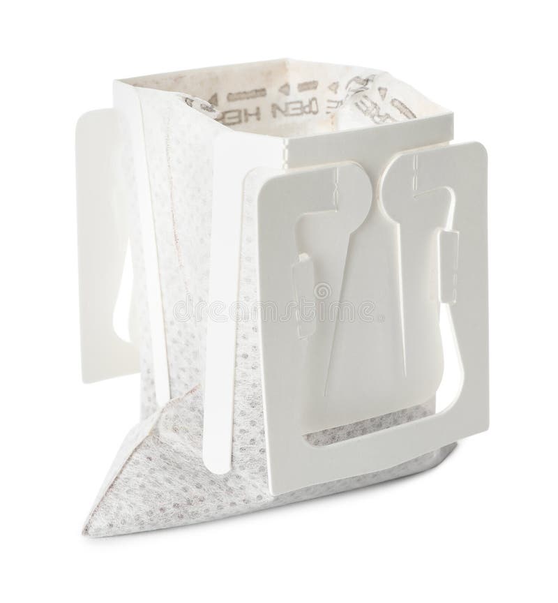 Open Drip Coffee Paper Bag Isolated on White Stock Photo - Image of ...