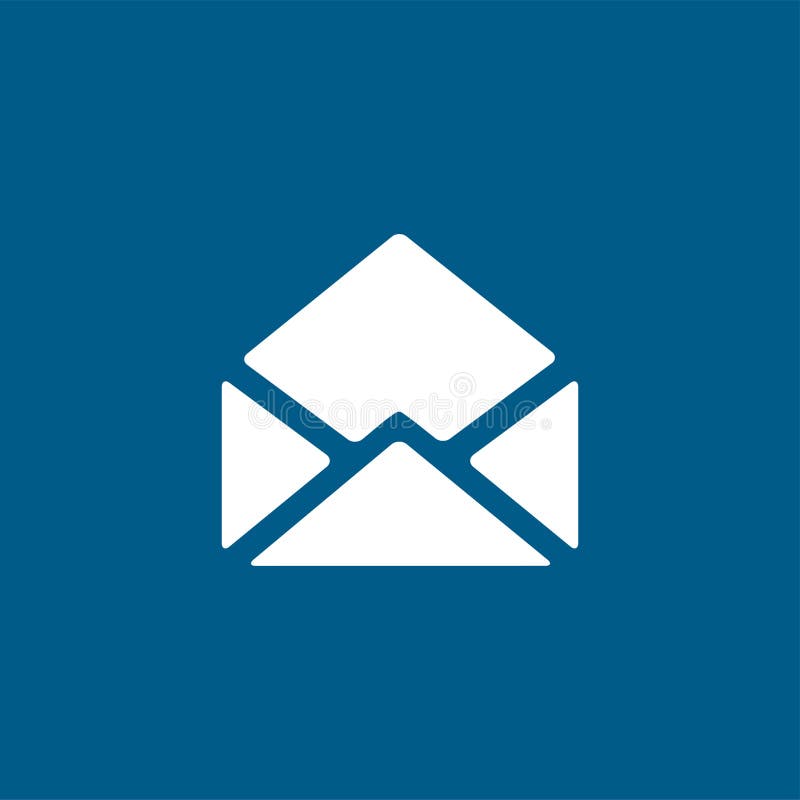 Open E-mail Icon on Blue Background. Blue Flat Style Vector ...