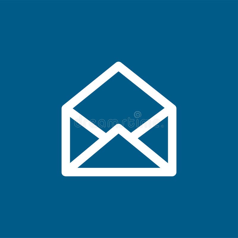 Open E-mail Line Icon on Blue Background. Blue Flat Style Vector ...