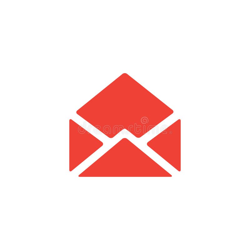 Open E-mail Red Icon on White Background. Red Flat Style Vector ...