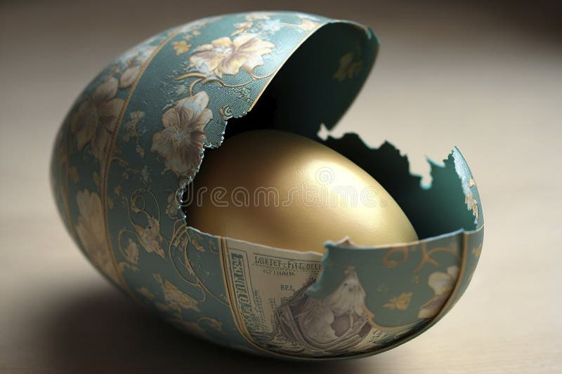 Open Easter Egg Made of Money with Golden Egg Inside. Generative AI ...
