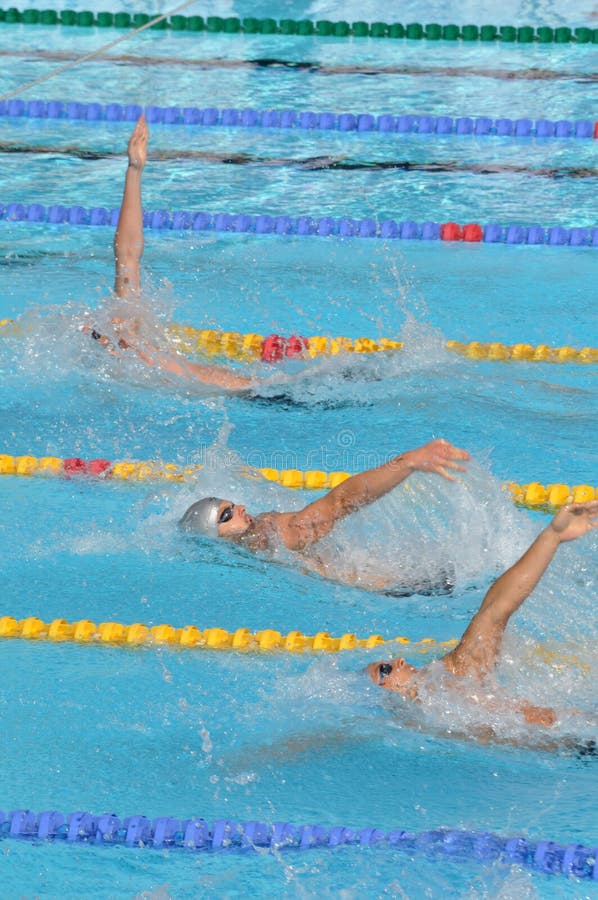 Swimmers Diving into Swimming Pool Editorial Stock Photo - Image of ...