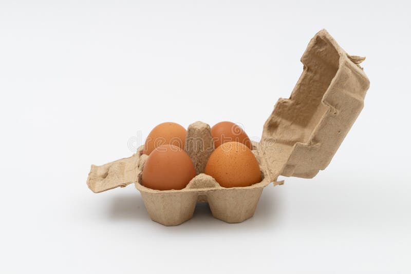Open Egg Box Brown on Yellow Stock Image - Image of groceries, eating ...