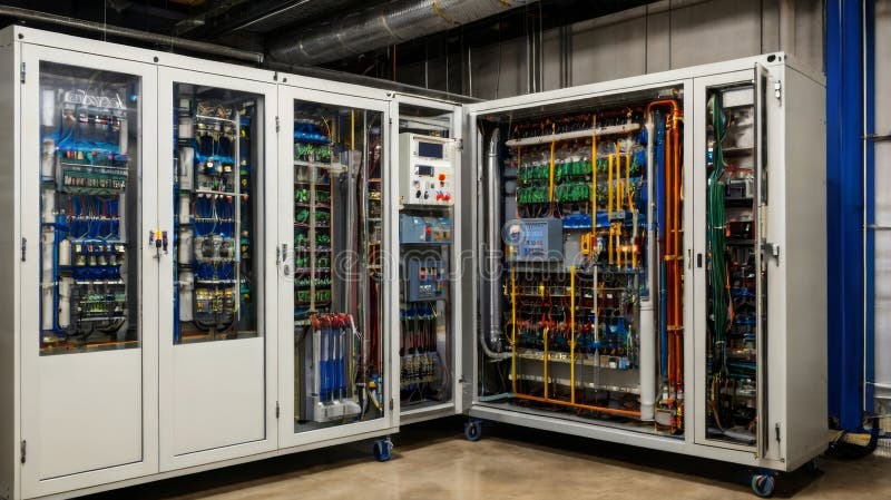 Electrical Cabinet Showing Complex Wiring and Components in Industrial ...