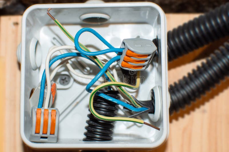 Open Electrical Distribution Box with Connected Wires Stock Image ...