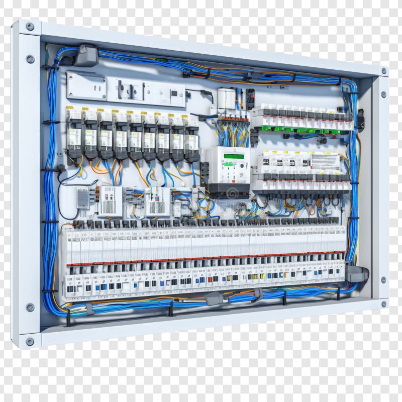 Electrical Panel with Circuit Breakers and Wiring Stock Illustration ...