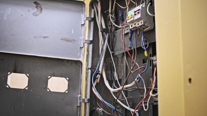 Open Electrical Panel with Exposed Wires Stock Video - Video of ...