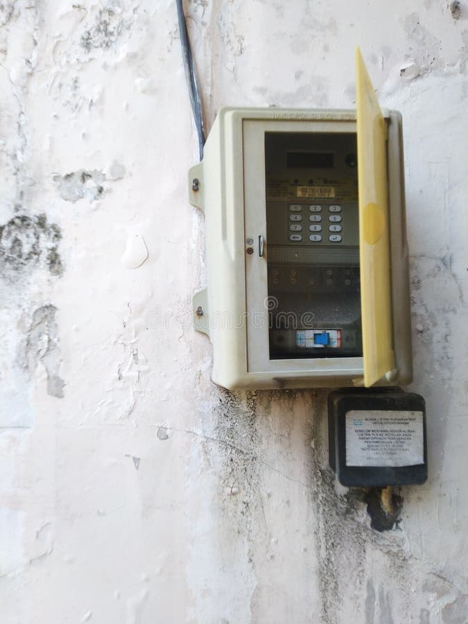 Open Electrical Panel Showing Circuit Breaker on Textured Wall ...