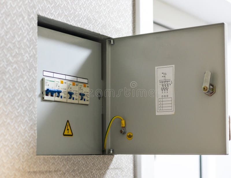 Open Electrical Switchboard in the Apartment. Utilities Stock ...