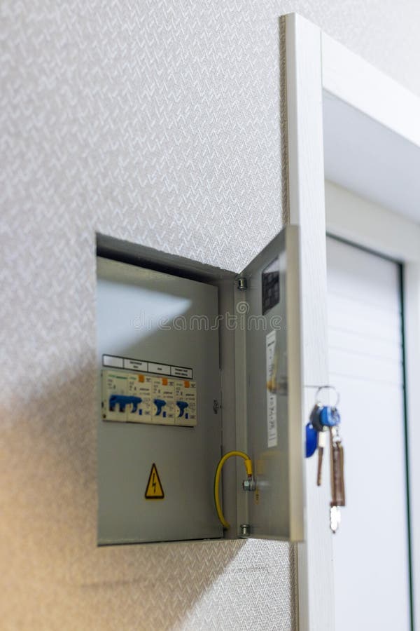 Open Electrical Switchboard in the Apartment. Utilities Stock ...
