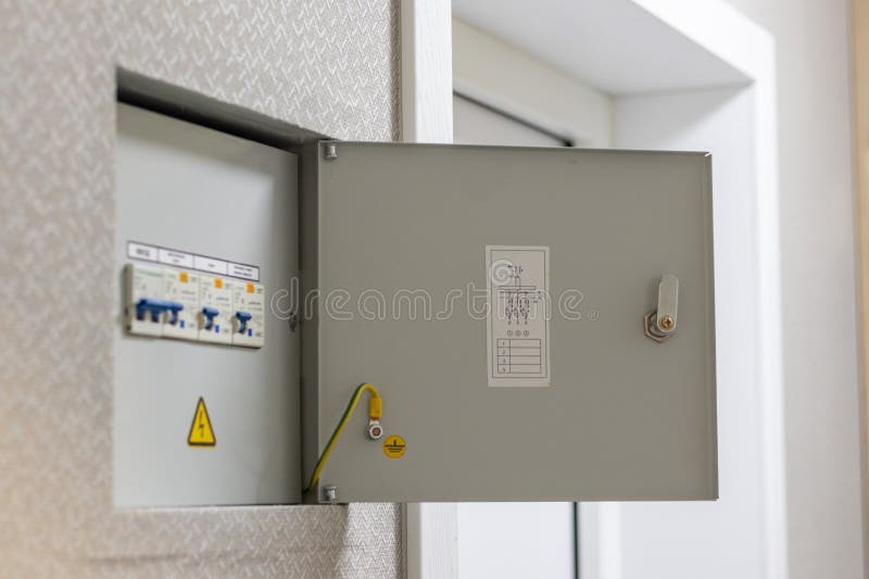 Open Electrical Switchboard in the Apartment. Utilities Stock ...